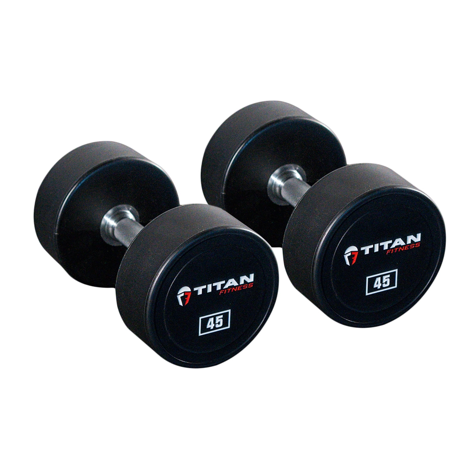 Titan Fitness Urethane Dumbbells 45 LB Pair Round, Full Body Workout ...