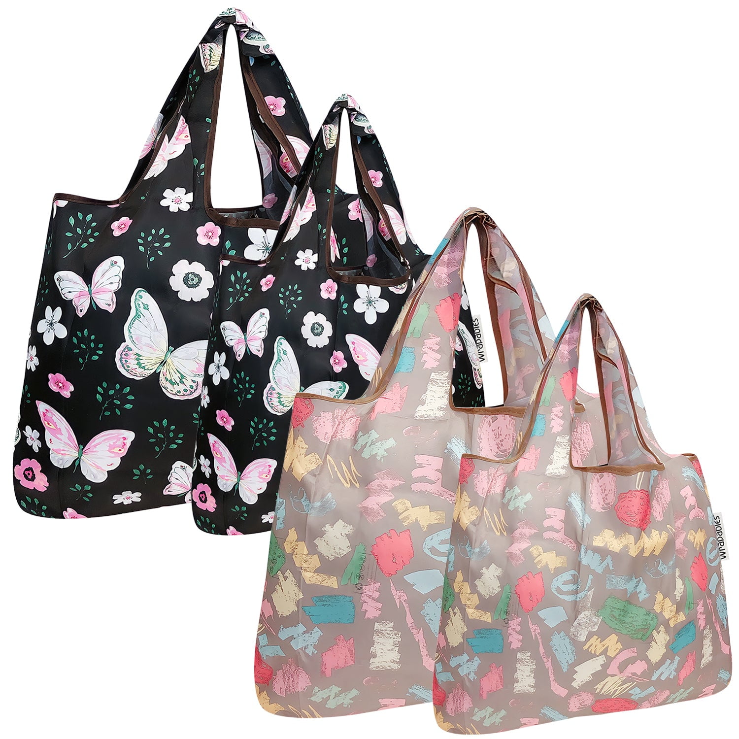 Wrapables Large & Small Foldable Tote Nylon Reusable Grocery Bags, Set ...