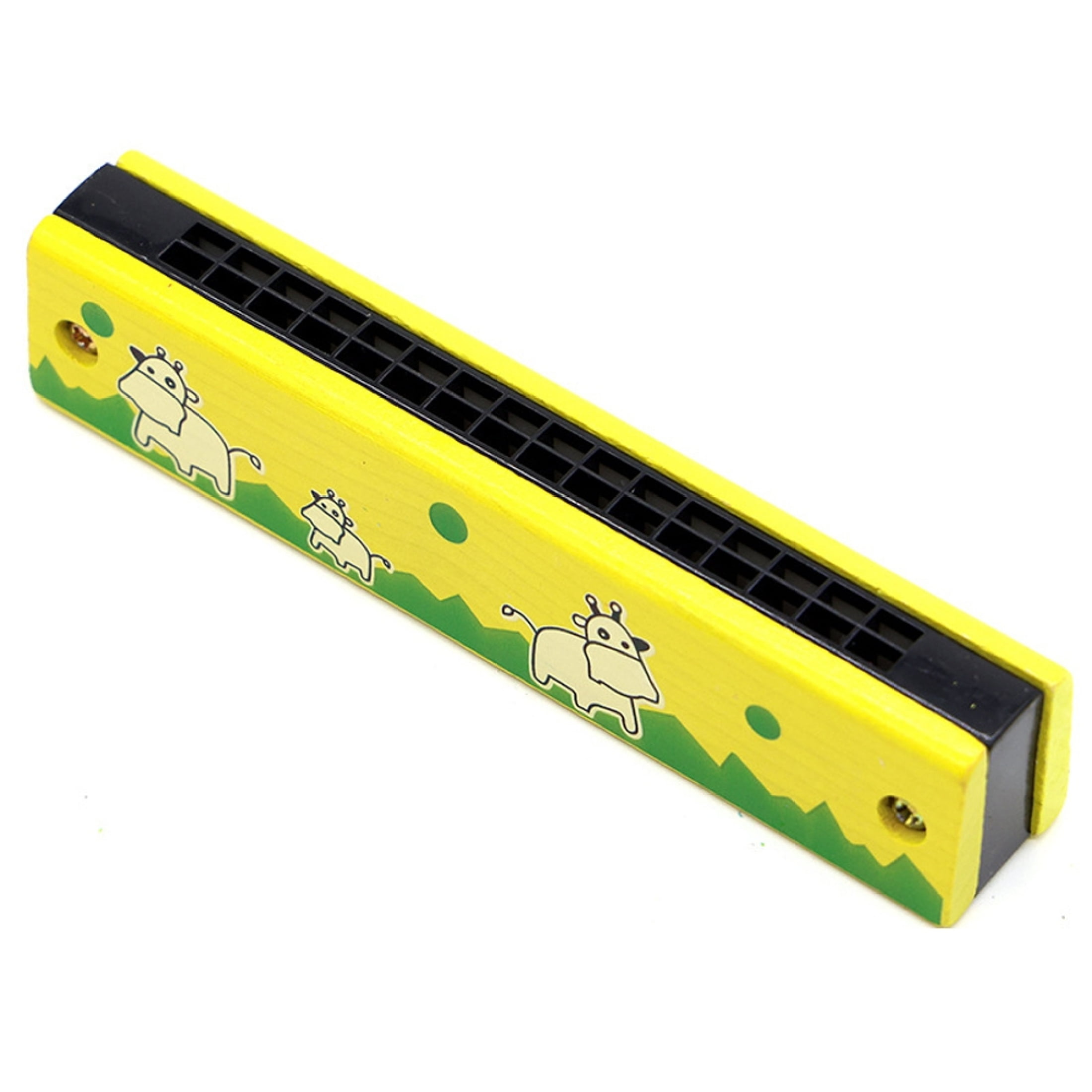 EUBUY Wooden Cartoon Harmonica for Children 16 Holes Double Row ...