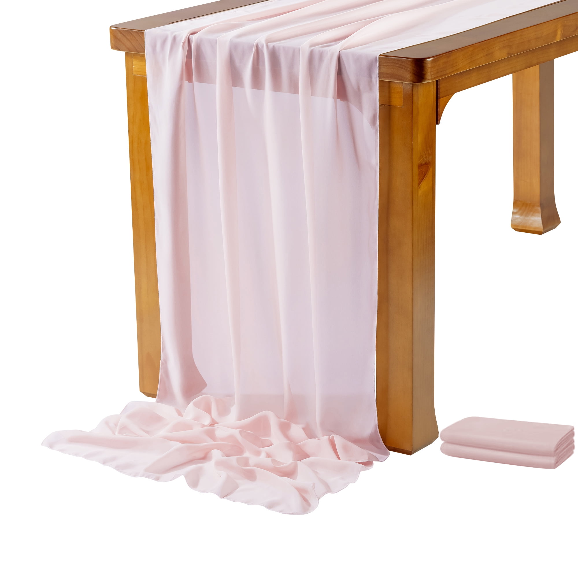 Blushing Pink Chiffon Table Runner: 27 x 120 Inches Long Romantic ...