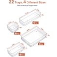 22-Piece Drawer Organizer with Non-Slip Silicone Pads, 4-Size Clear ...