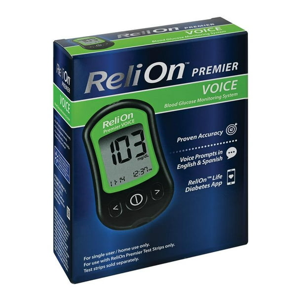 ReliOn Premier VOICE Blood Glucose Monitoring System - Walmart.com ...