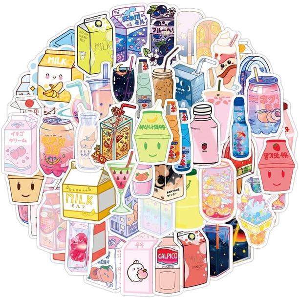 HHHC Kawaii Cartoon Beverage Stickers Aesthetic,Trendy Stickers for ...