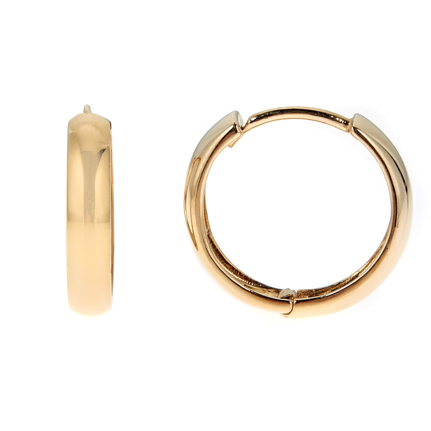 14k Yellow Gold Shiny Round Huggies Hoops Earrings 3X12mm - Walmart.com