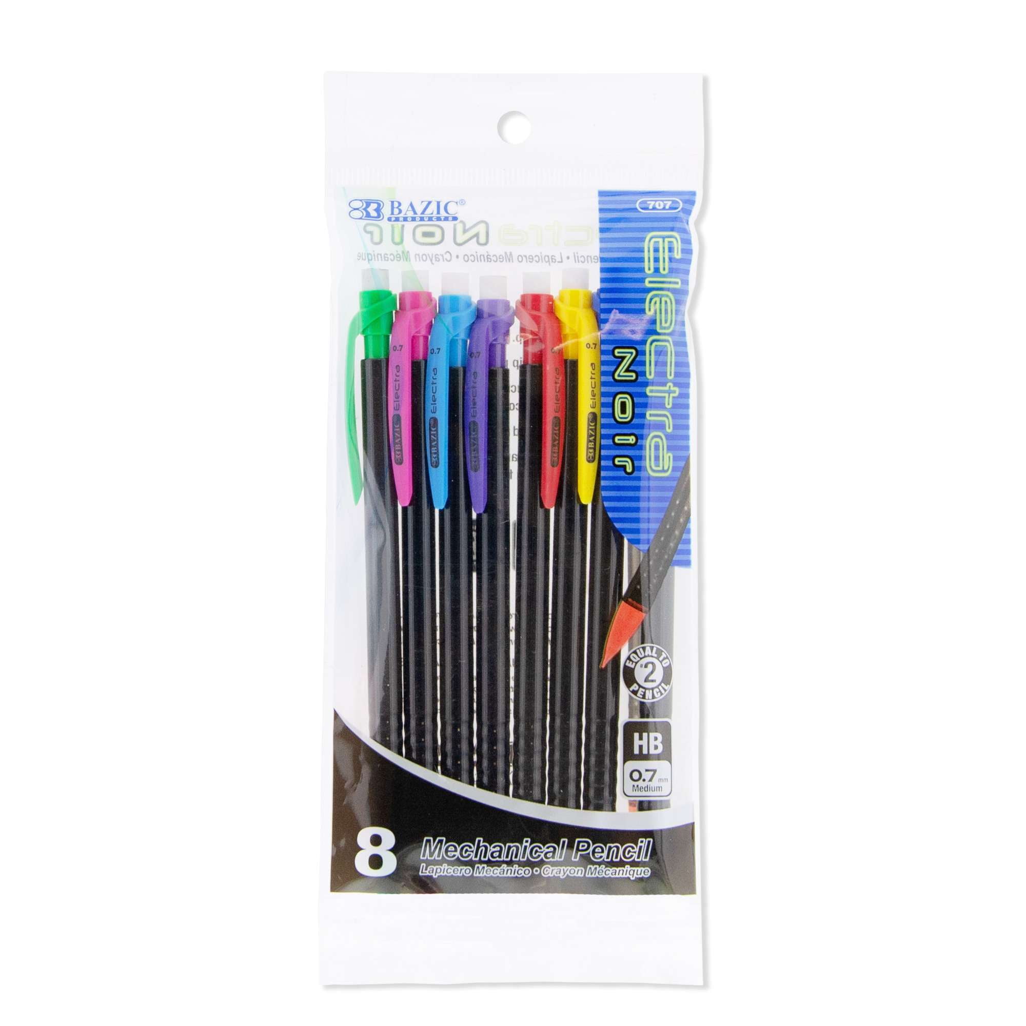 BAZIC Electra Noir Mechanical Pencil 0.7mm, (8/Pack), 1-Pack - Walmart.com