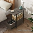 End Table with Charging Station, Narrow Side Table with Drawer and USB ...