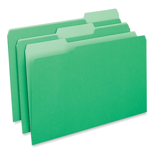 Universal Interior File Folders, 1/3-Cut Tabs, Legal Size, Green, 100 ...