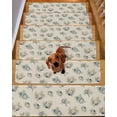 Blue Seashells Stair Treads Coastal Vintage Leaf Rustic Country Linen ...