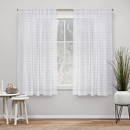 Exclusive Home Curtains Spirit Woven Pouf Applique Sheer Rod Pocket ...