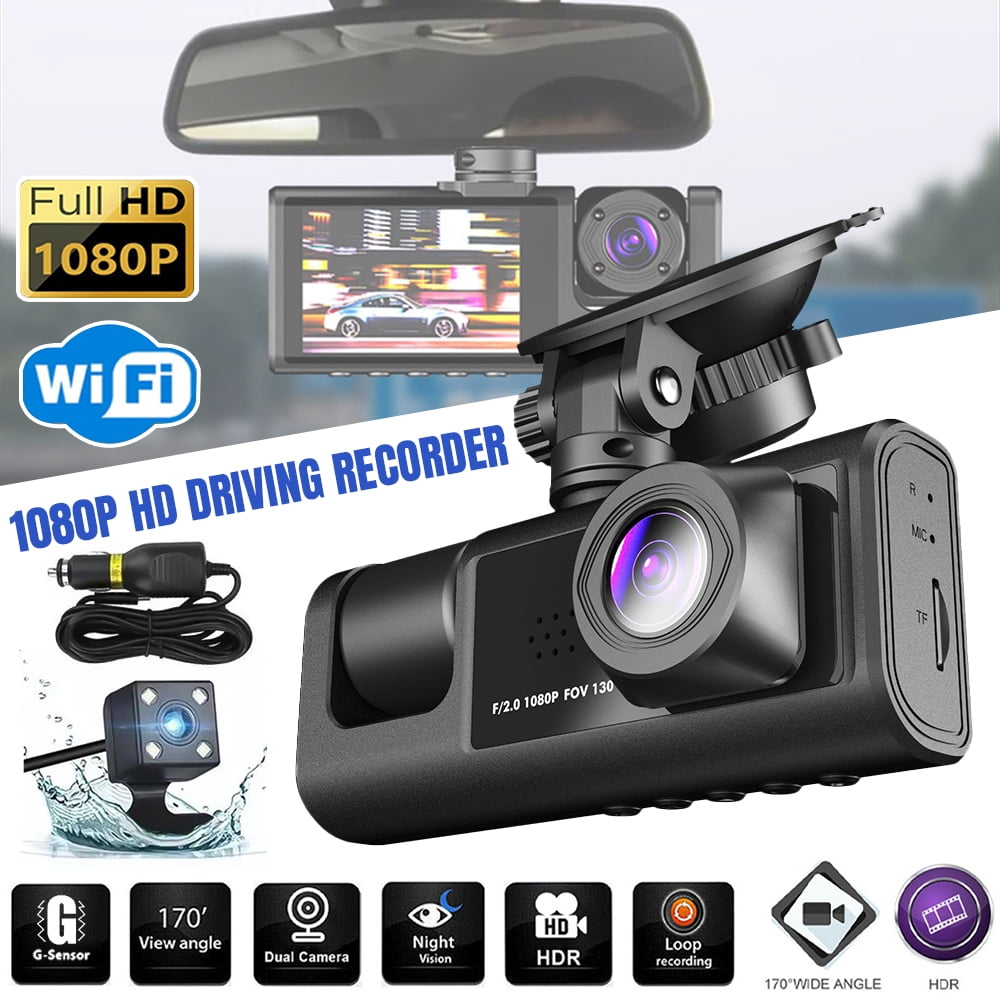 MDHAND 2 Inch Dash Cam for Cars, 1080P 3 Channel Dash Cam Front and ...