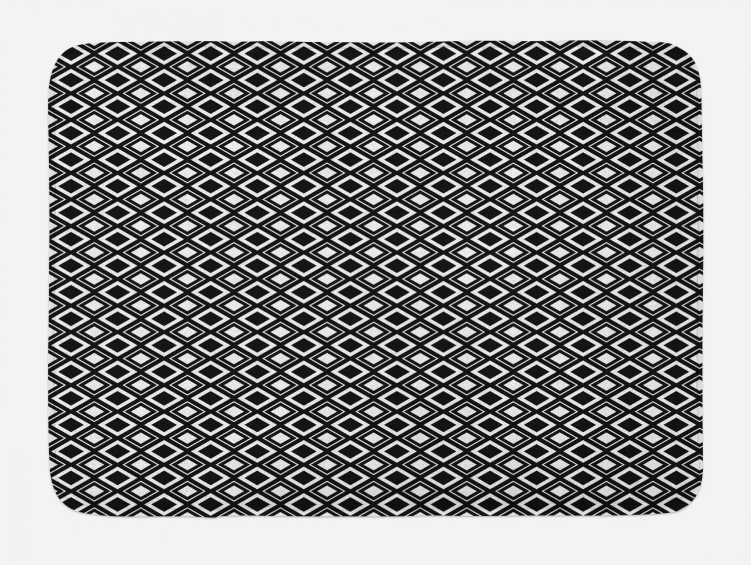 Black and White Bath Mat, Monochrome Background with Square Shapes ...