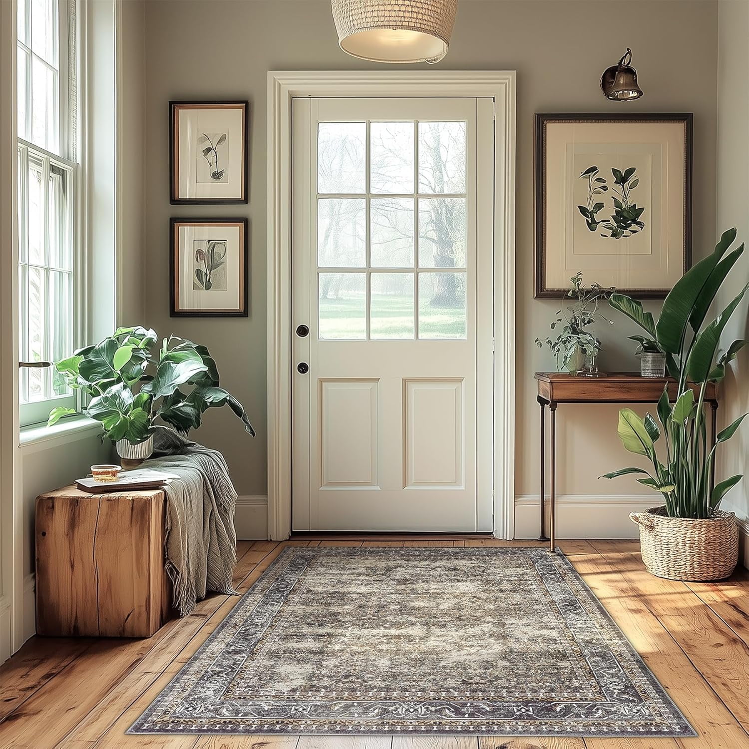 Click here for Hsmeiegadovf Boho Area Rug 3x5 Ft u2013 Brown Indo... prices