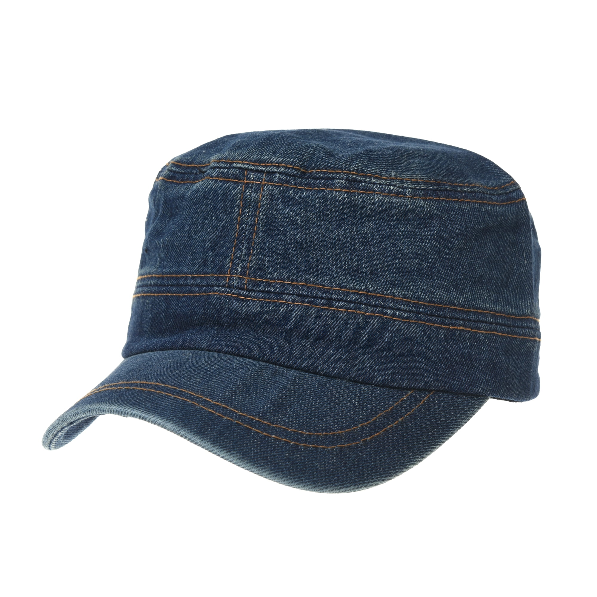 WITHMOONS Army Denim Cadet Cap Cotton Jean Stitch Washed Hat KR4969 ...