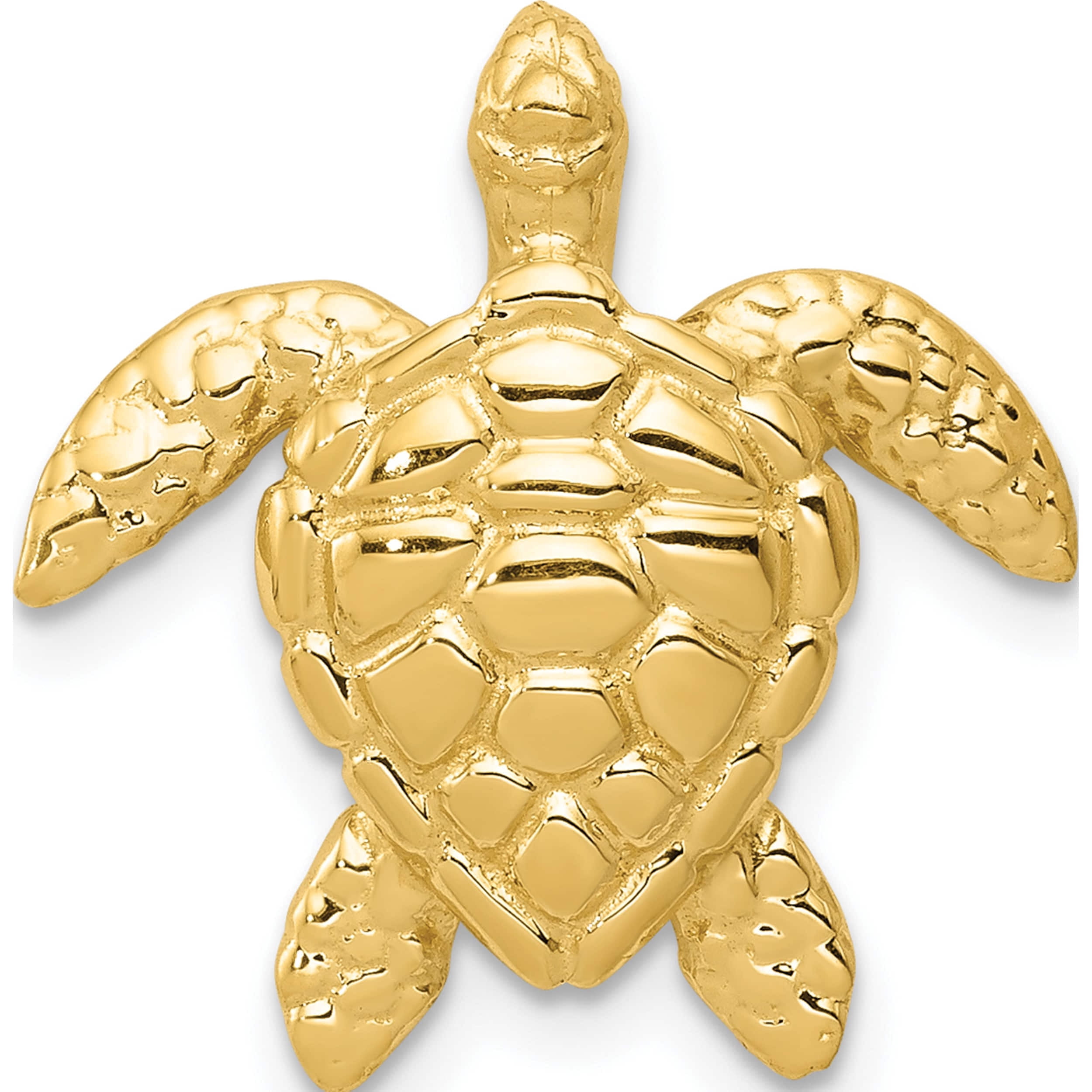 14K Yellow Gold Polished Large Sea Turtle Chain Slide (19 X 18) Made In ...