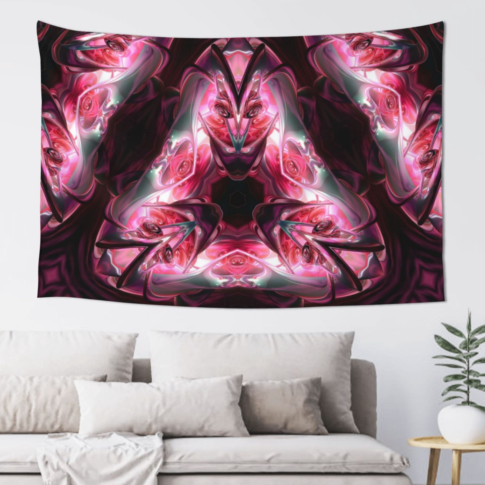 Psychedelic Roses Tapestry, Red Abstract Geometry Style Wall Decor Home ...