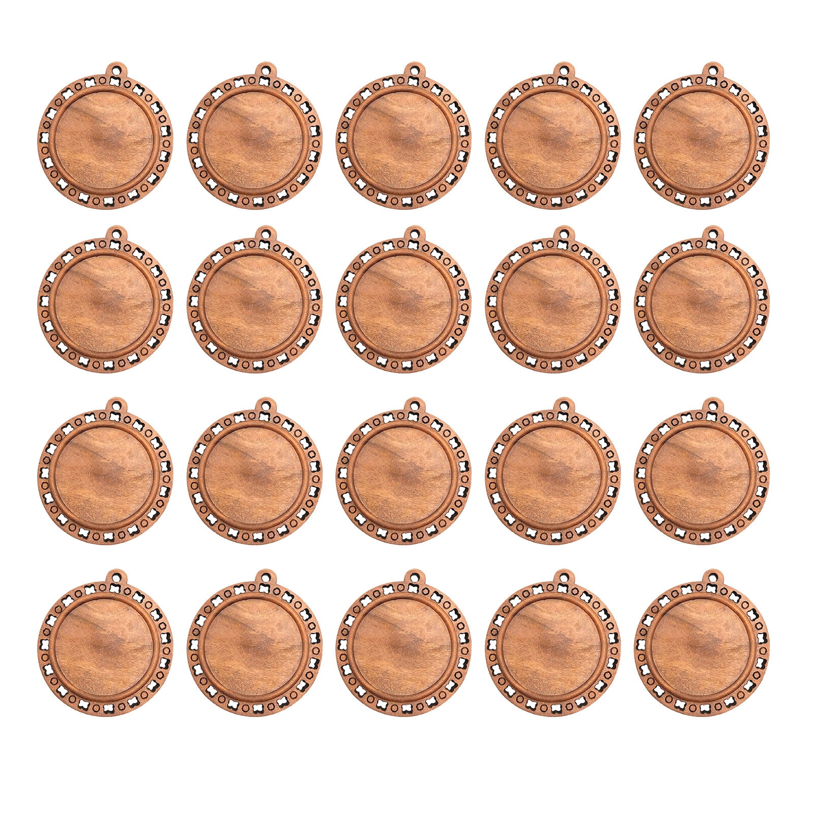 20 bandejas redondas de madera para colgantes, base en blanco para ...