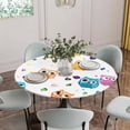 Cartoon Cute Blue Yellow Owl Round Fitted Tablecloth with Elastic Edge ...