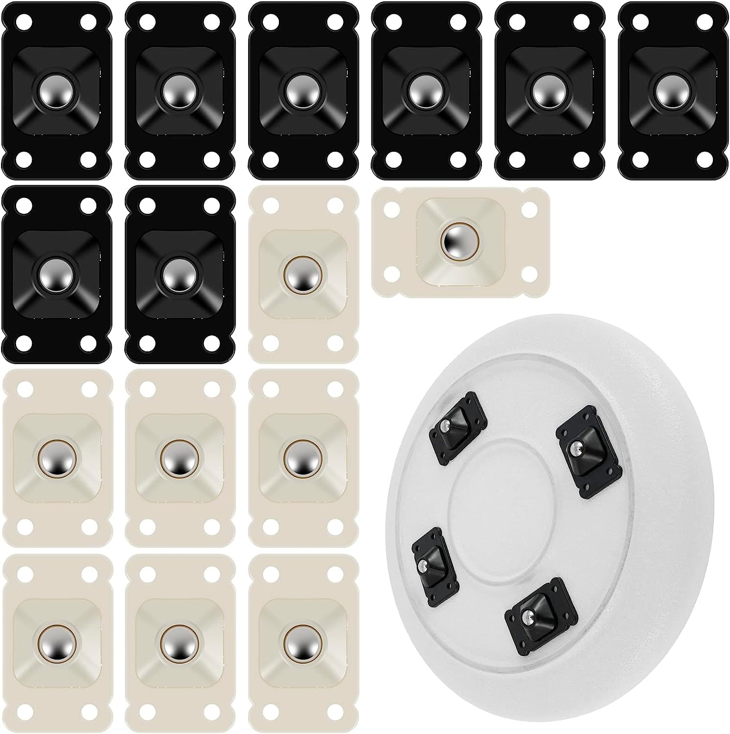 16Pcs Mini Caster Wheels 360 Degree Quiet Small Swivel Wheels with 1 ...