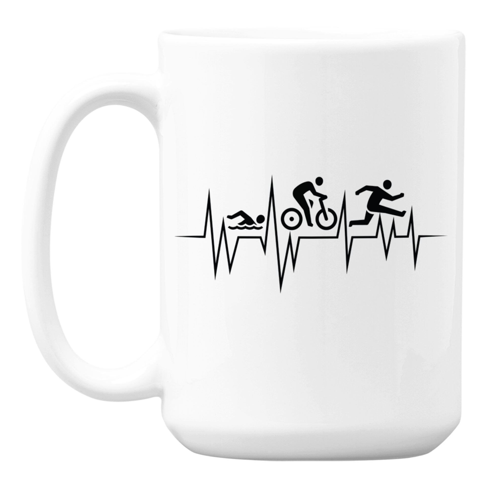 Triathlon Heartbeat White Ceramic Coffee & Tea Mug for a Triathlete ...