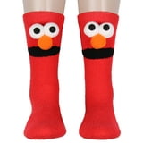 Sesame Street Socks 3D Eyes Elmo Adult Chenille Fuzzy Plush Crew Socks ...