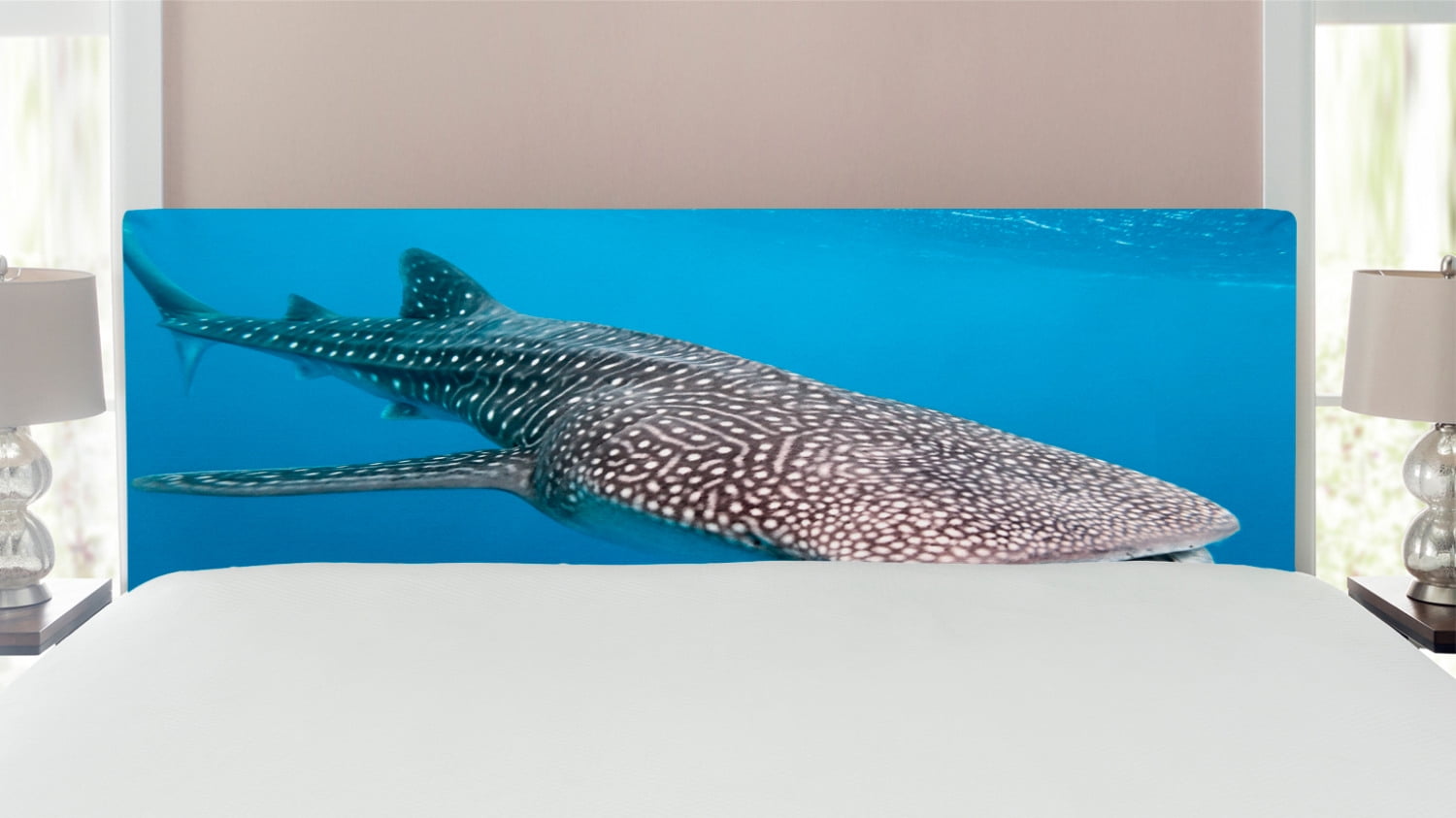 Sea Animals Headboard, Whale Shark Swimming Predators Hunter Clear ...