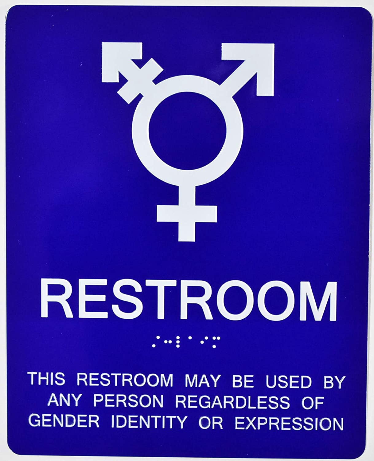 Gender Neutral Symbols Restroom Wall Sign (Aluminium, Blue 8x10)(ref ...