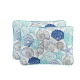Bedding 5-piece Reversible Quilt Set, Gray/Blue/Aqua, King, Seashell ...