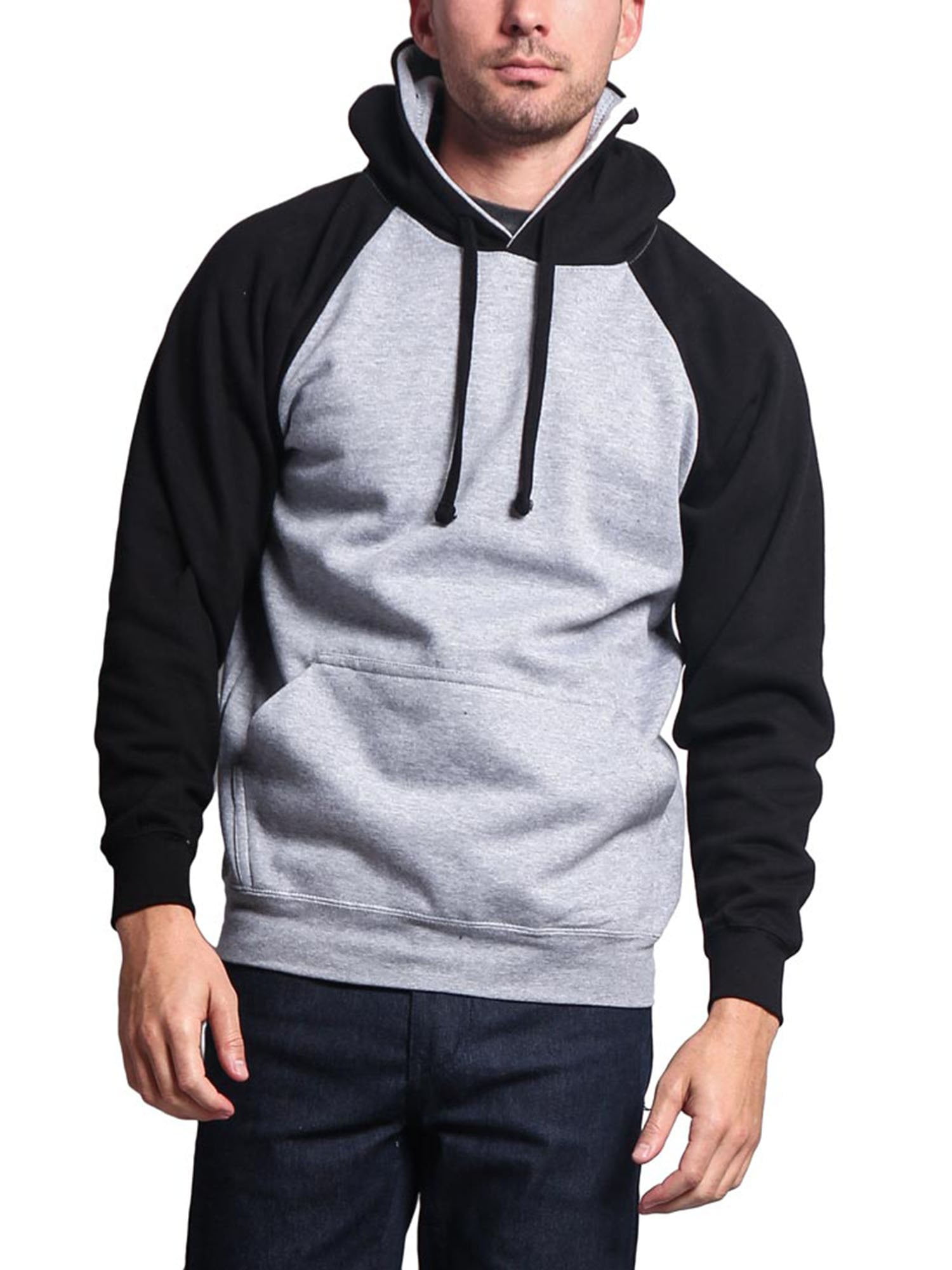 G-Style USA Men's Heavyweight Contrast Raglan Sleeve Fleece Pullover ...