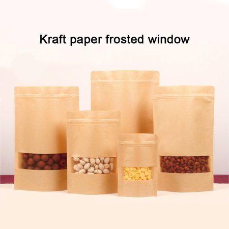 Cheers 50Pcs/Set Kraft Zip Lock Stand Bags Tea Coffee Bean Candy Food ...