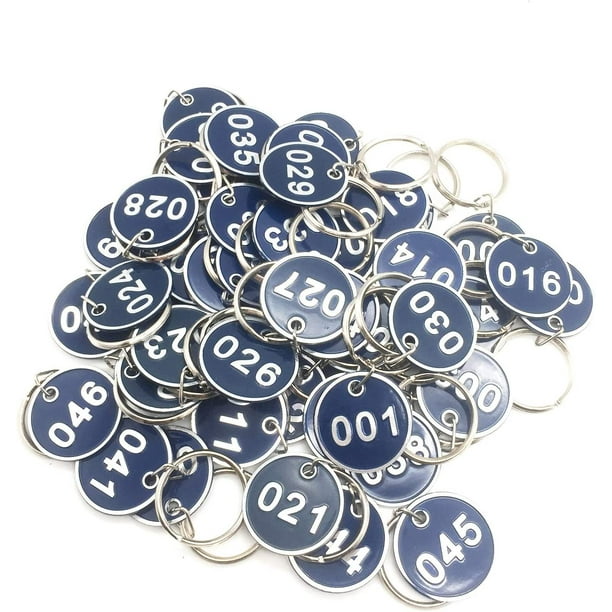 50 Pieces Metal Round Number Key Ring Labels Pendant for Lockers(Blue,1 ...