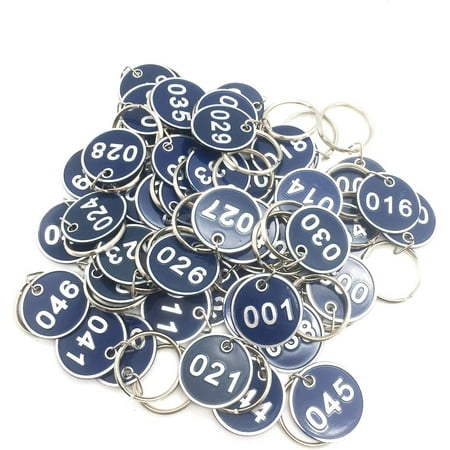 50 Pieces Metal Round Number Key Ring Labels Pendant for Lockers(Blue,1 ...