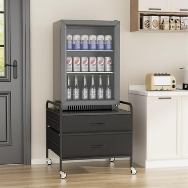 Heavy Duty Mini Fridge Stand with Storage, Rolling Cabinet, Drawers ...