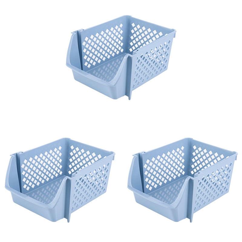 Stackable Vegetable Storage Basket for Food Plastic Storage Bins Blue ...