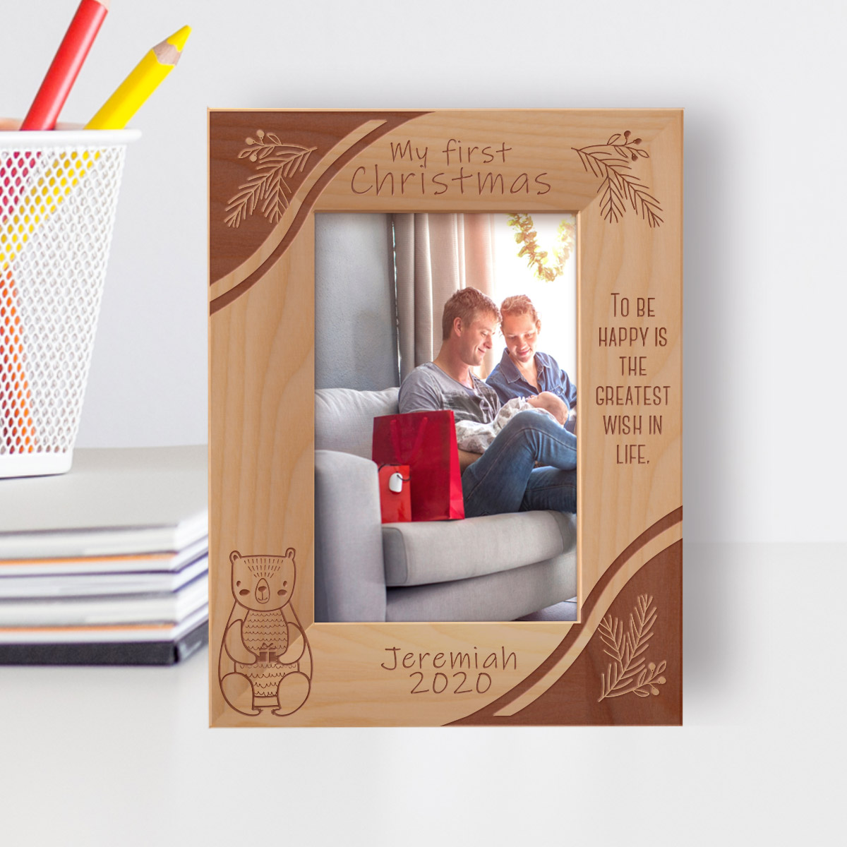 To Be Happy Is The Greatest Wish In Life Personalized Wooden Frame 4" x ...