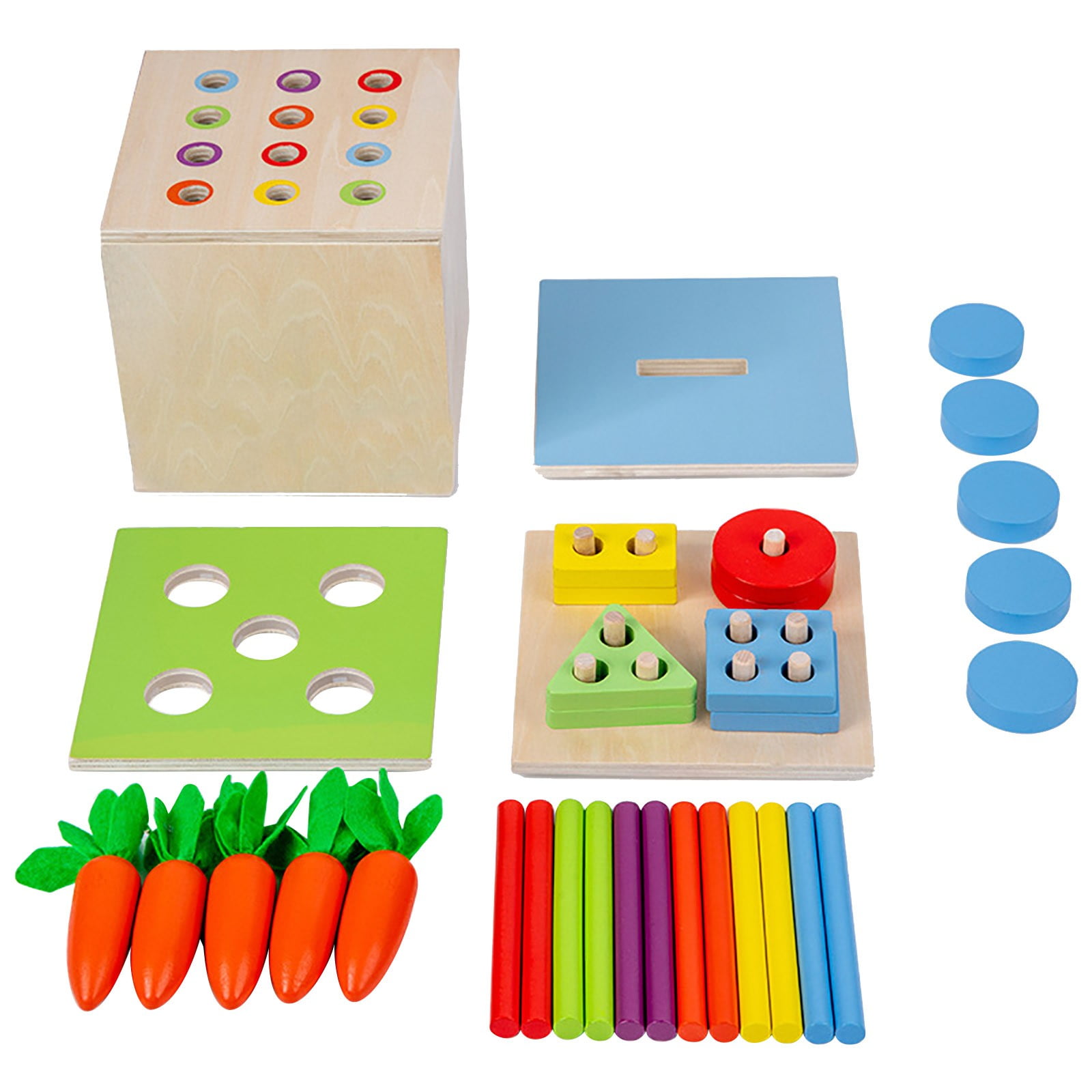 Heiheiup 4 In 1 Intelligence Box Shape Set Column Pull Radish Box Game 