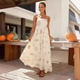 2026 New Women's Pink Sun Print Spaghetti Strap Maxi Dress, A-Line ...