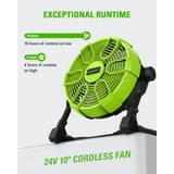 Greenworks Operated 24V 10" Rechargeable Portable Fan (5-Speed, 500 CFM ...