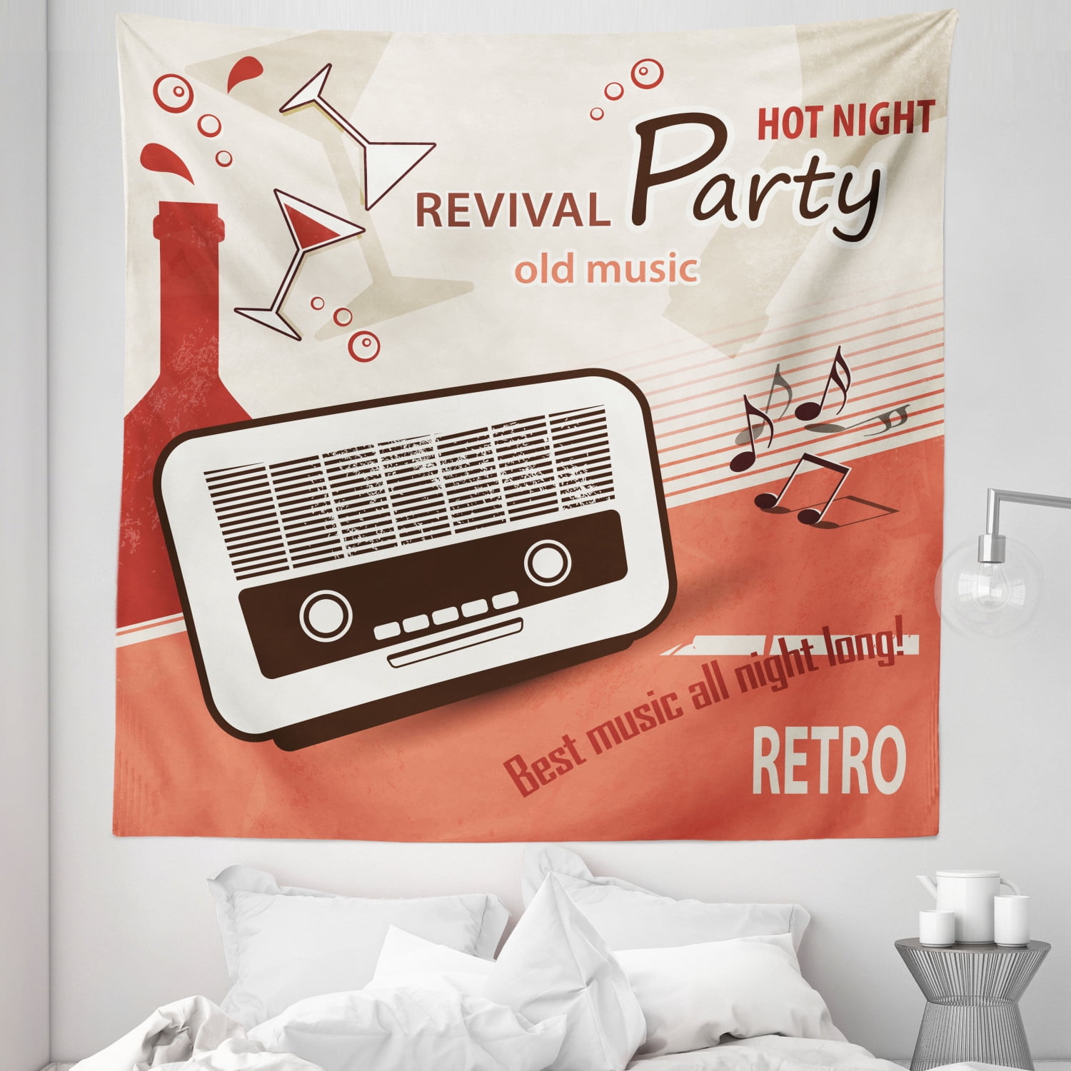 Vintage Tapestry, Old Fashioned Party Poster Old Radio Cocktails ...