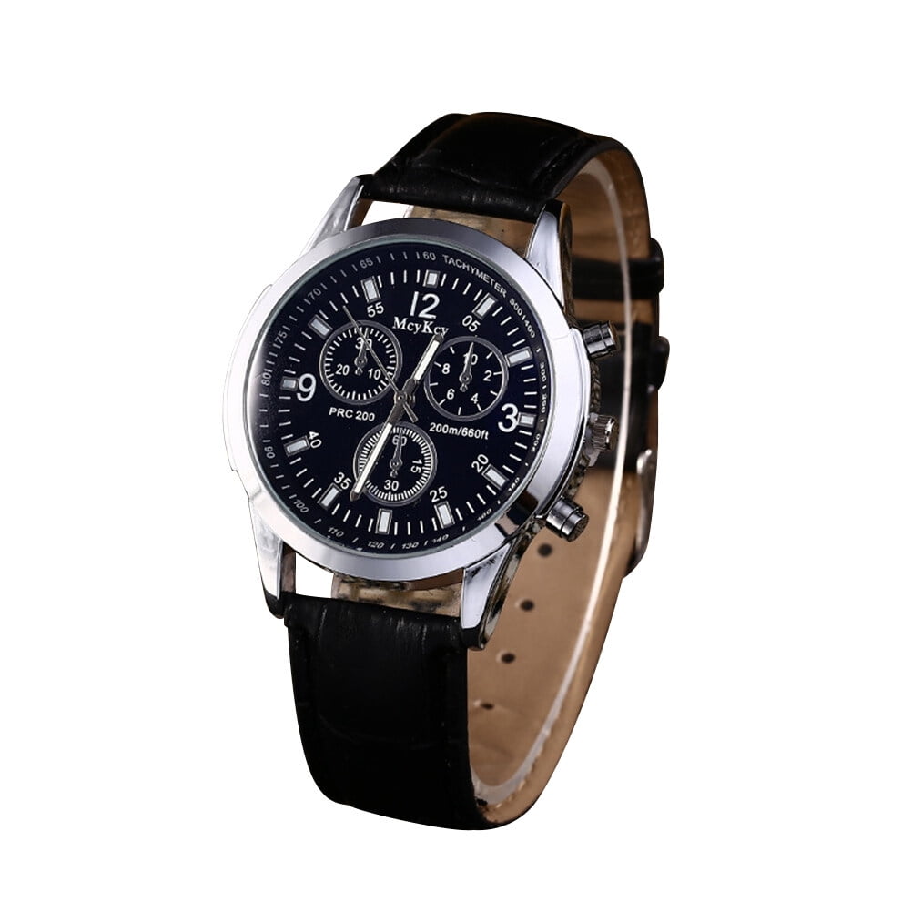 OUNONA Three Decorative Dials Watch with Calendar Leather Cloak Strap ...