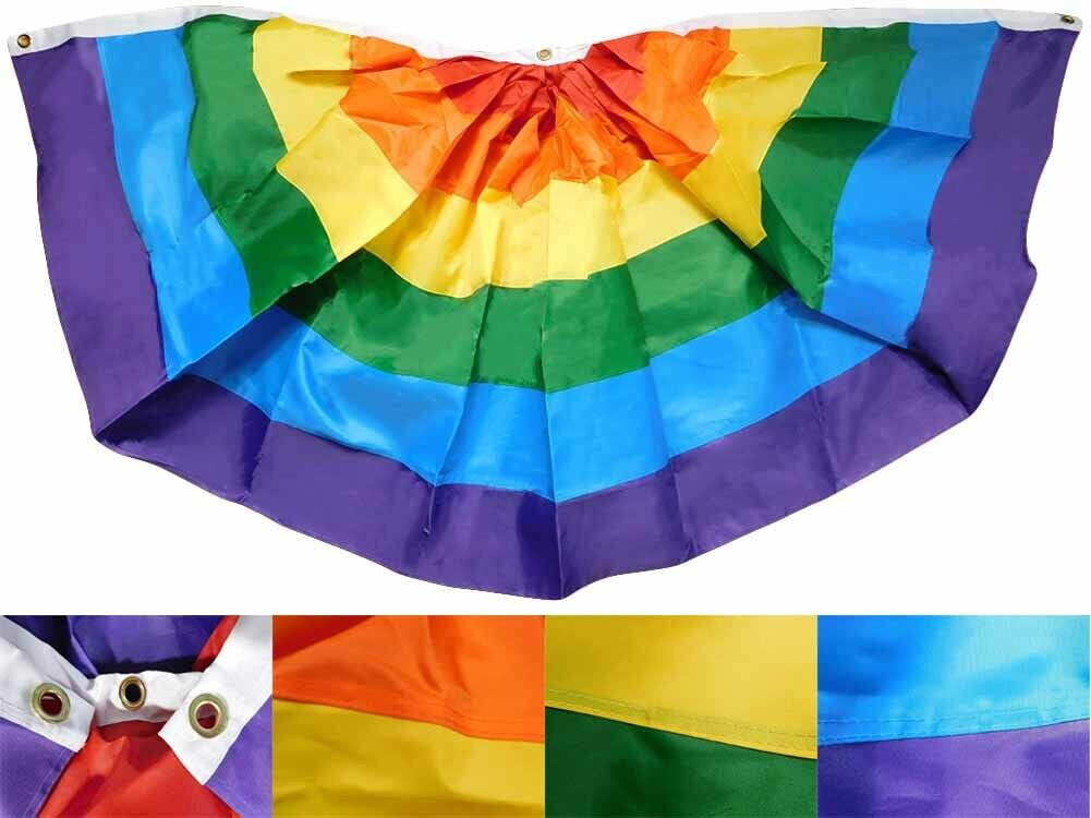 Embroidered Rainbow Bunting Bunting 6x3ft Pride Decor LGBT Pride Flag ...