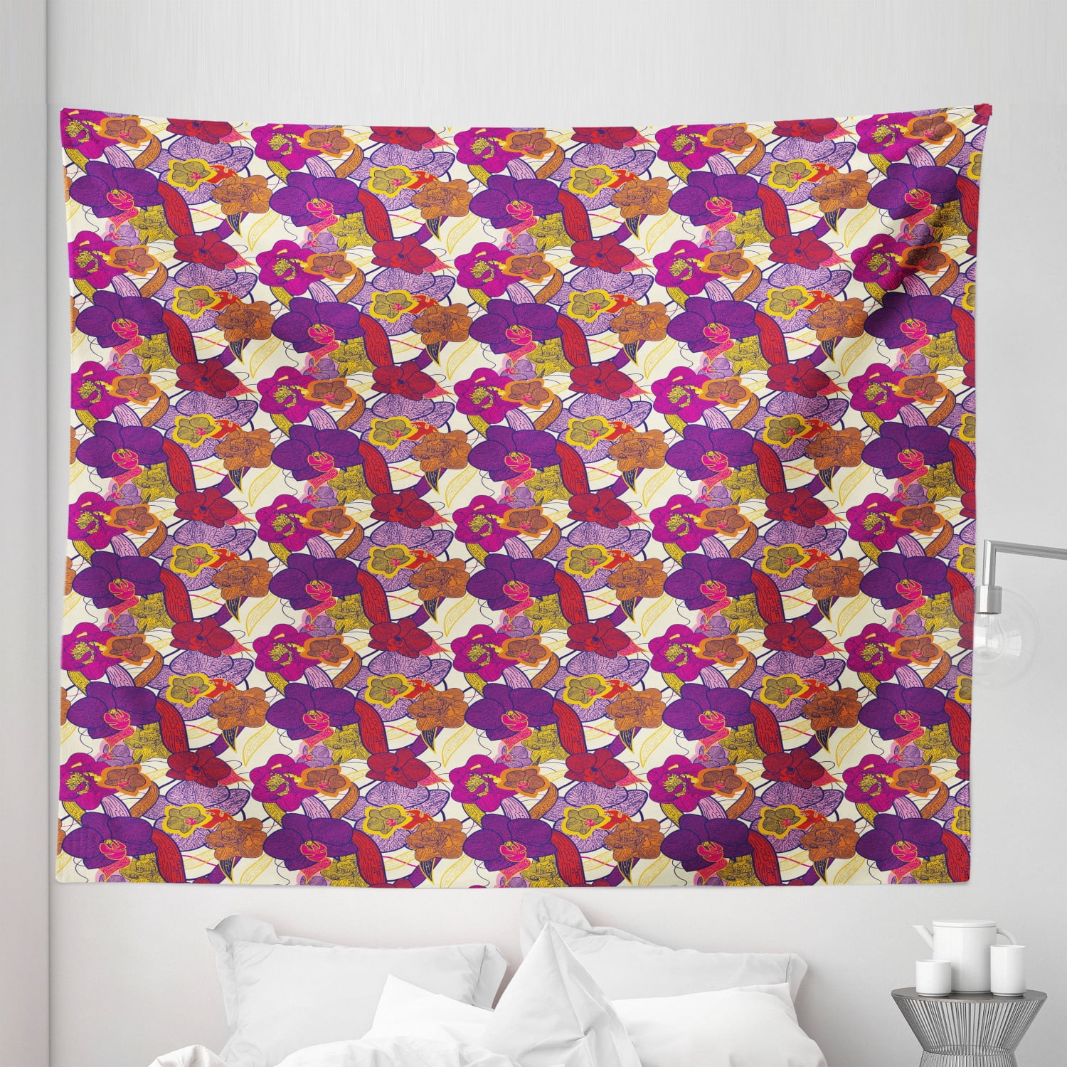 Colorful Tapestry, Vibrant Colored Orchid Flowers with Vintage Look ...