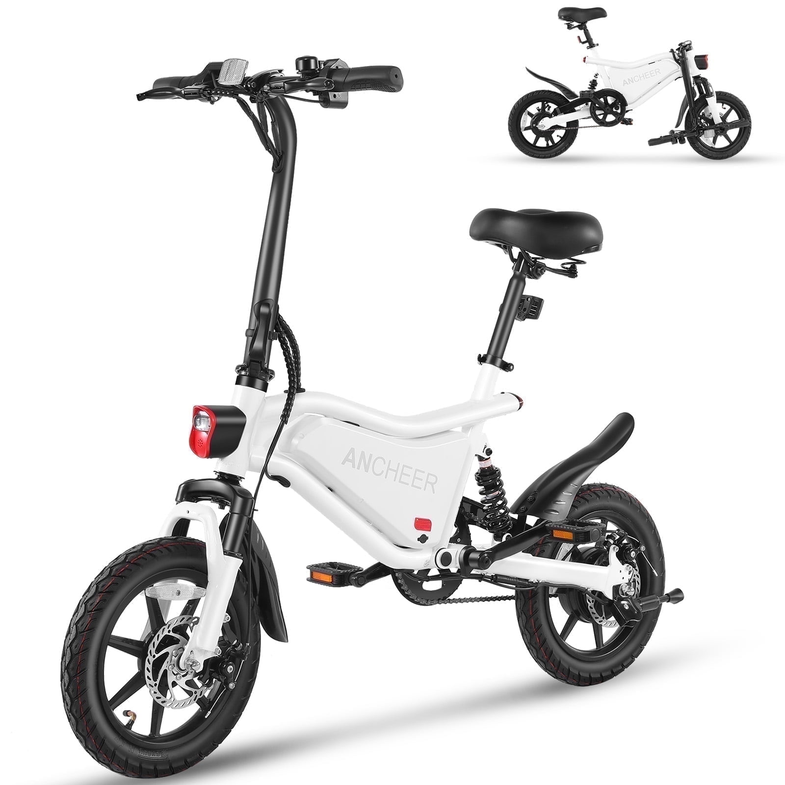 ANCHEER Peak 500W Foldable Electric Bike for Adults 14" E Bike with 48V 374Wh Battery LCD ...
