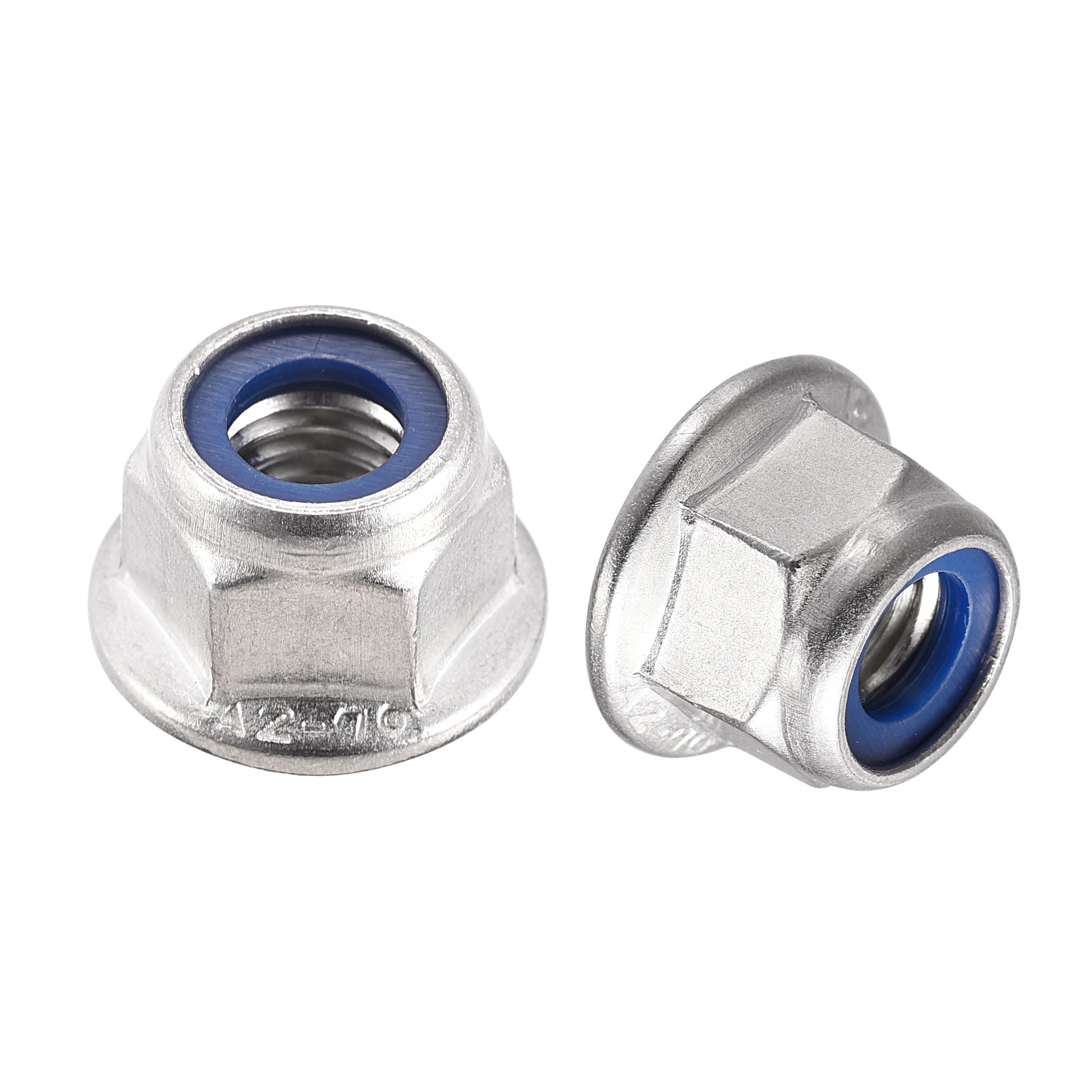 Uxcell M8 Nylon Insert Hex Lock Nuts with Flange, 304 Stainless Steel ...