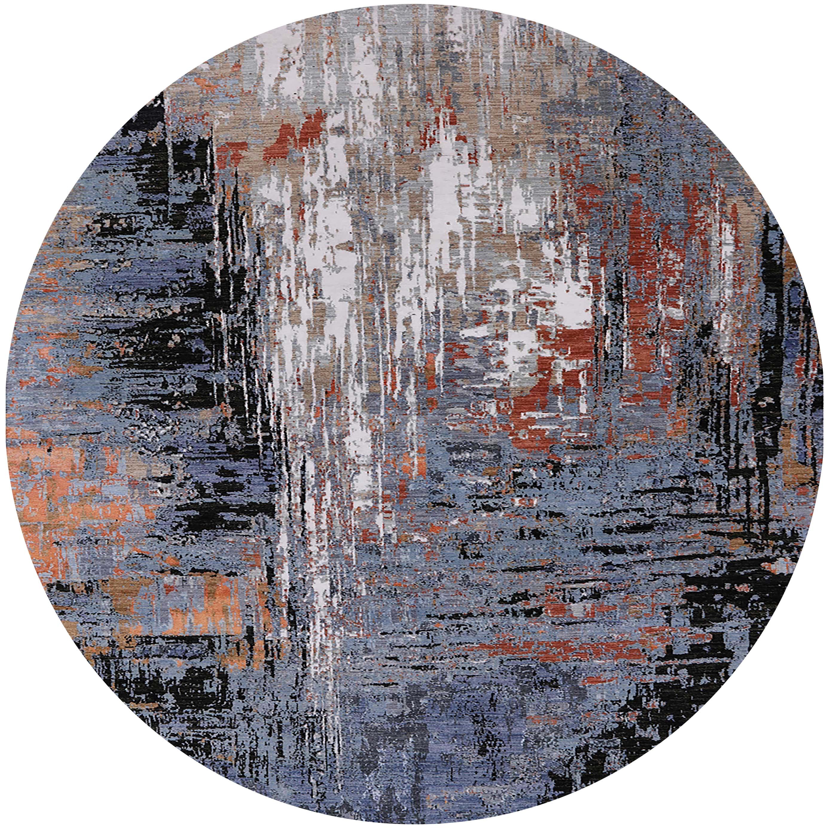 Ahgly Company Indoor Round Mid-Century Modern Charcoal Gray Oriental ...