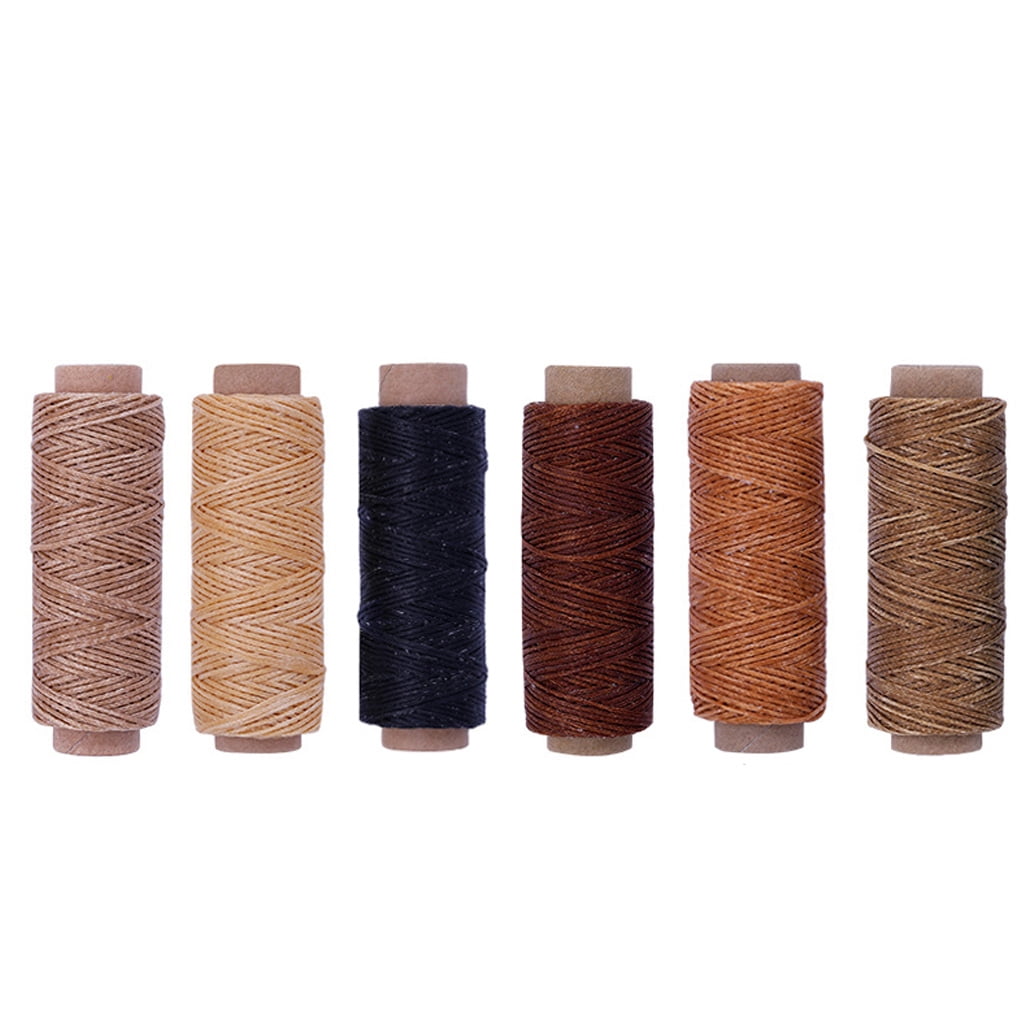 6 Rolls/bag Sewing Waxed Thread Leather DIY Line Khaki & White & Black ...