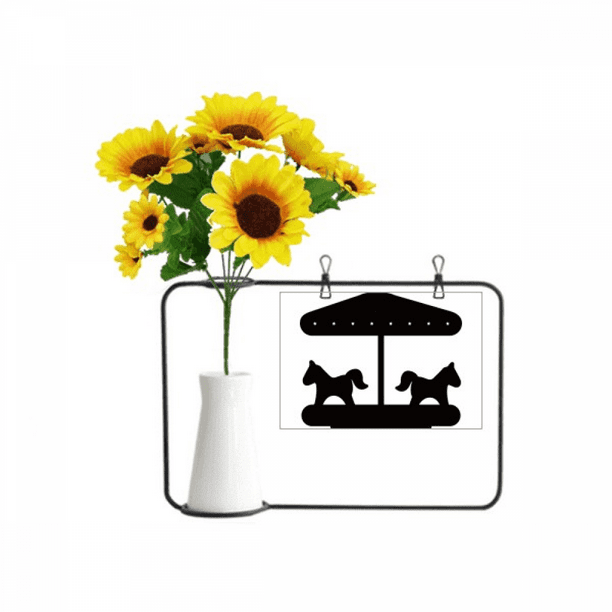 Black Carousel Amusement Park Outline Artificial Sunflower Vases Bottle ...