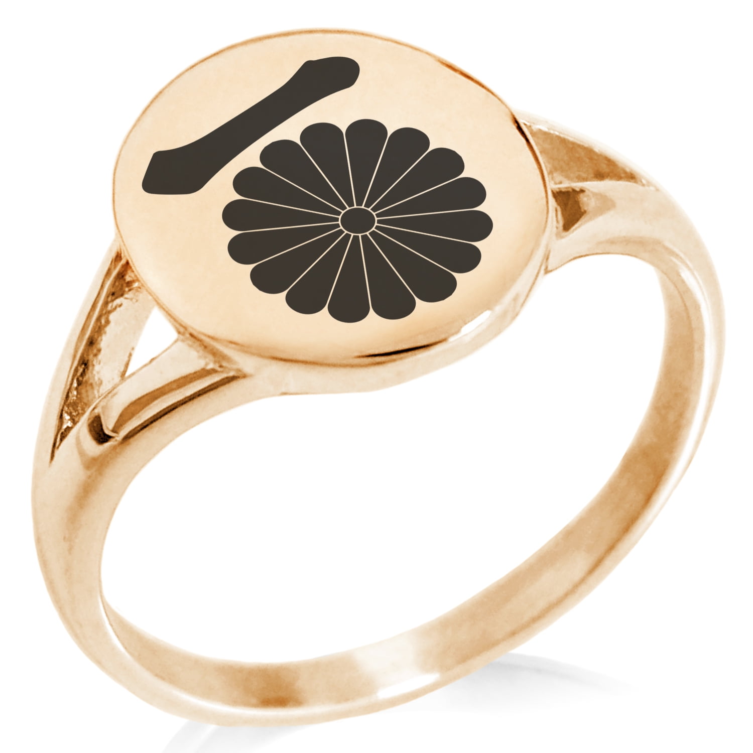 Stainless Steel Nasu Samurai Crest Minimalist Oval Top Polished ...