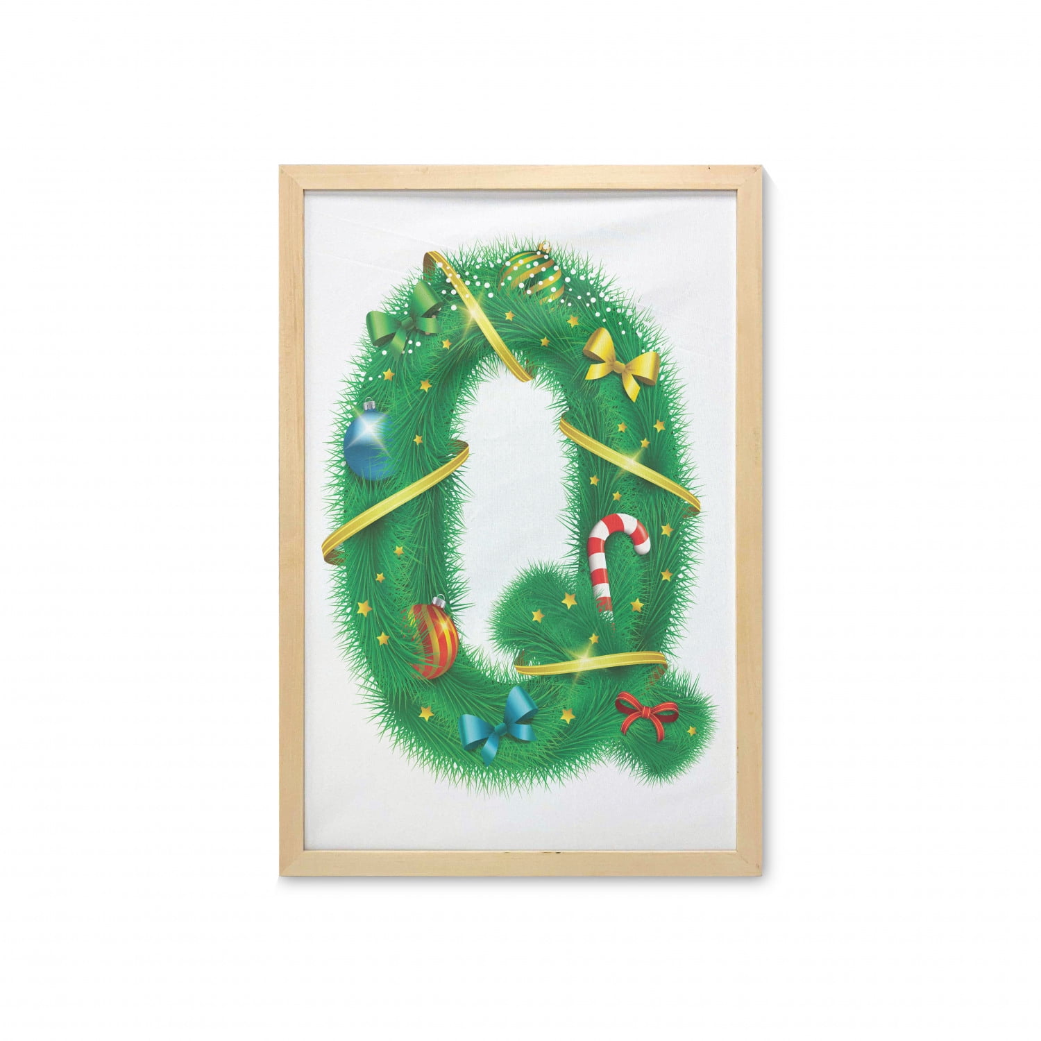 Christmas Alphabet Wall Art with Frame, Q Letter with Holiday Motif ...