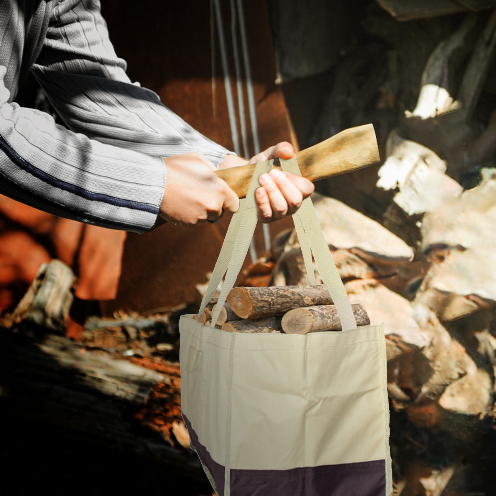 Viadha Oxford Fabric Firewood Carrier Log Tote Bag,Standing,, Lined ...