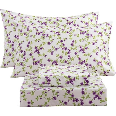 Viviland Floral King Sheets, Soft Breathable Microfiber Printed Bed ...